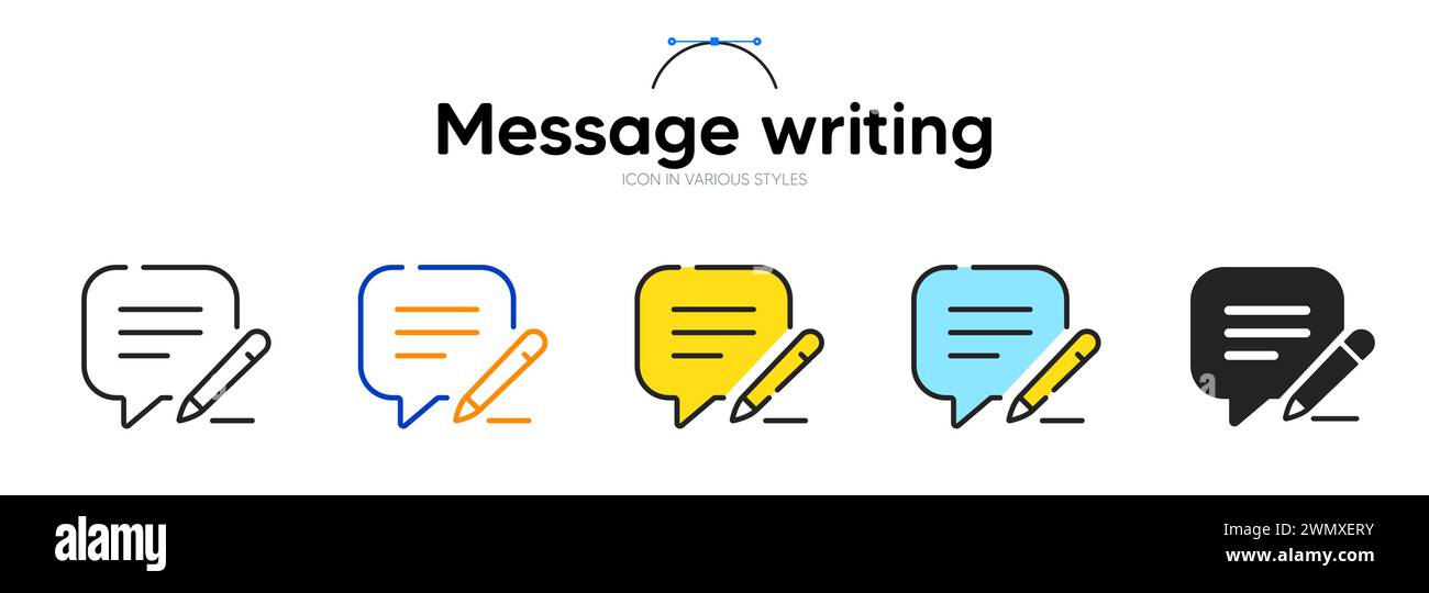 Write message line icon in different styles. Bicolor outline stroke style. Email memo symbol for ...