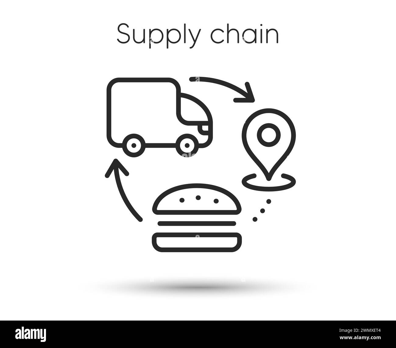 Supply chain line icon. Delivery and logistic chain sign. Food supplier ...