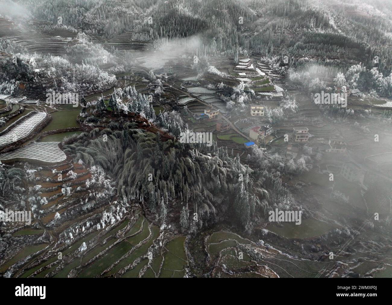 Guilin. 28th Feb, 2024. An aerial drone photo taken on Feb. 28, 2024 ...