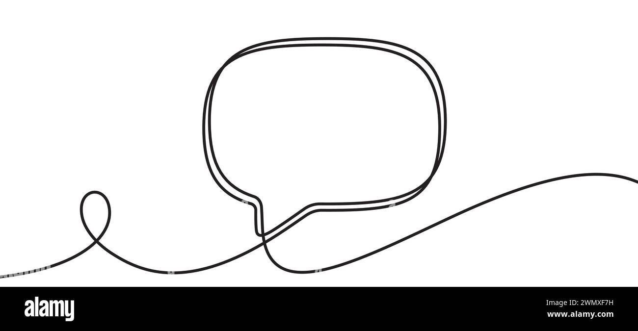 Continuous one line drawing of speech bubble. Single line chat background. Vector illustration ...