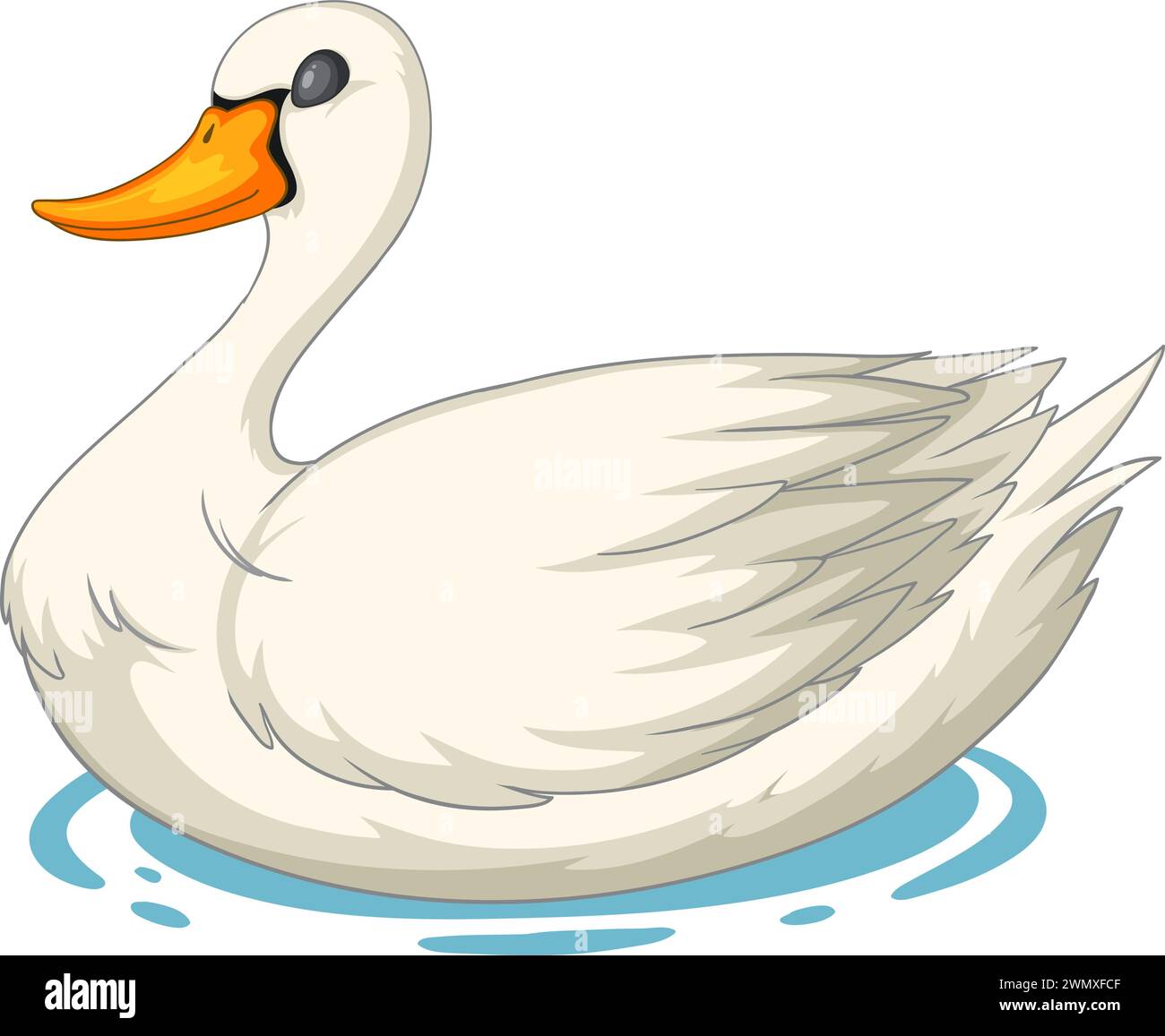 Vector illustration of a white swan floating calmly Stock Vector Image ...