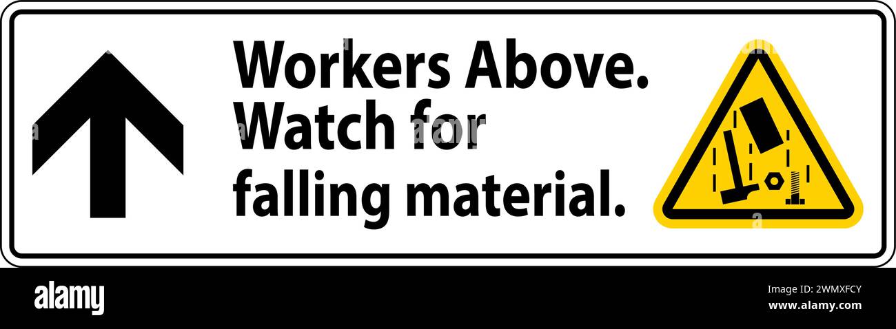 Danger Sign, Workers Above Falling Material Stock Vector Image & Art ...