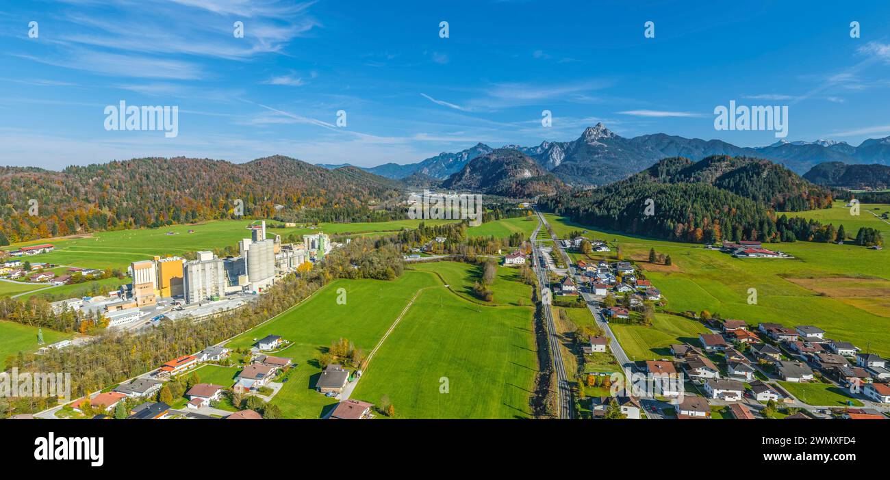 Aerial view to Vils in Tyrol, one of the smallest cities in austria ...