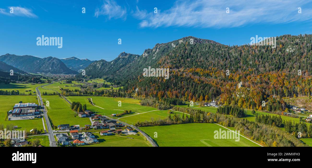 Aerial view to Vils in Tyrol, one of the smallest cities in austria ...
