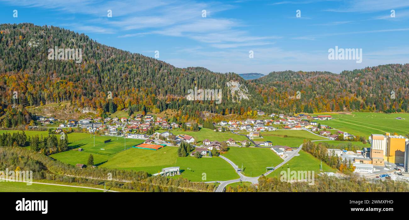 Aerial view to Vils in Tyrol, one of the smallest cities in austria ...