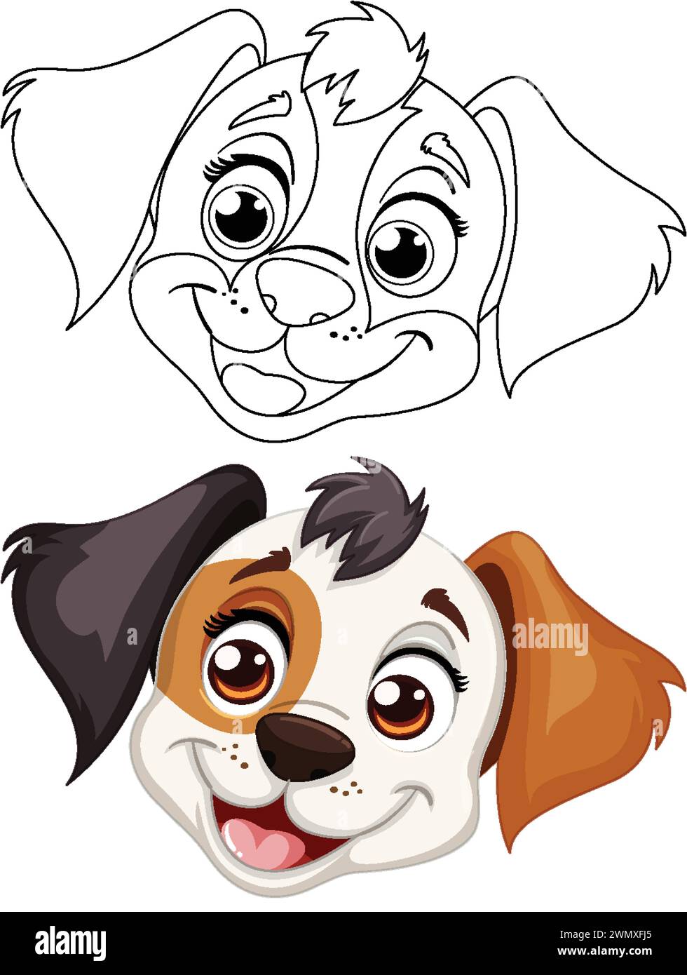 Vector illustration of two happy dog faces Stock Vector Image & Art - Alamy