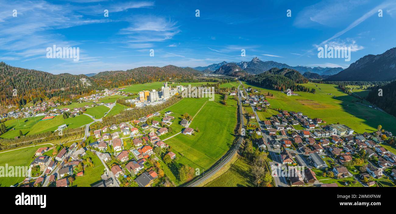 Aerial view to Vils in Tyrol, one of the smallest cities in austria ...