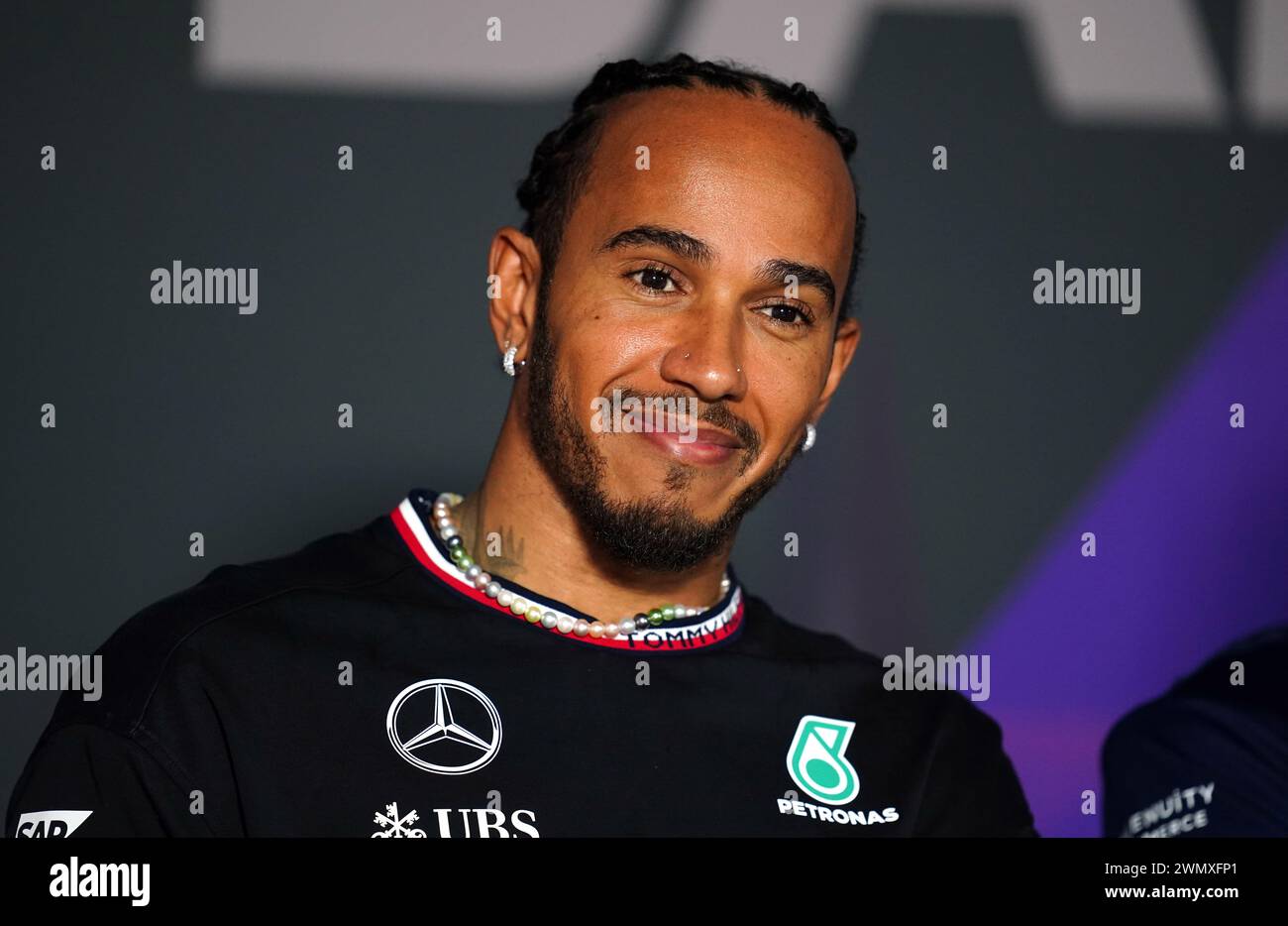 Mercedes driver Lewis Hamilton during a driver press conference at the ...