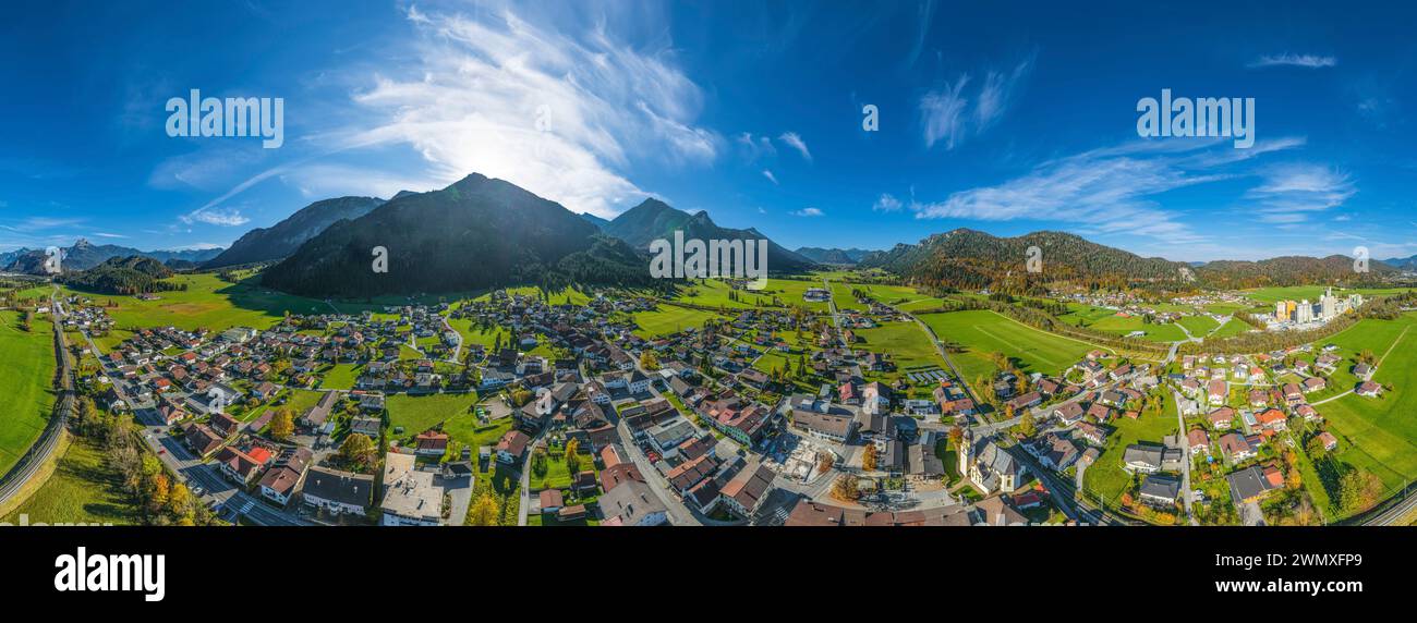 Aerial view to Vils in Tyrol, one of the smallest cities in austria ...
