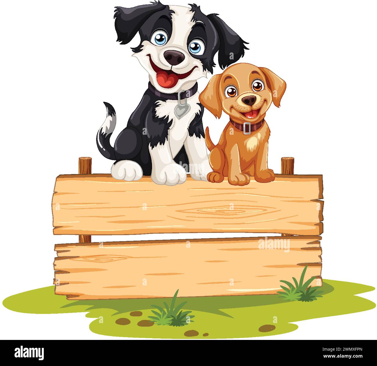 Two cartoon dogs sitting on a blank sign Stock Vector Image & Art - Alamy