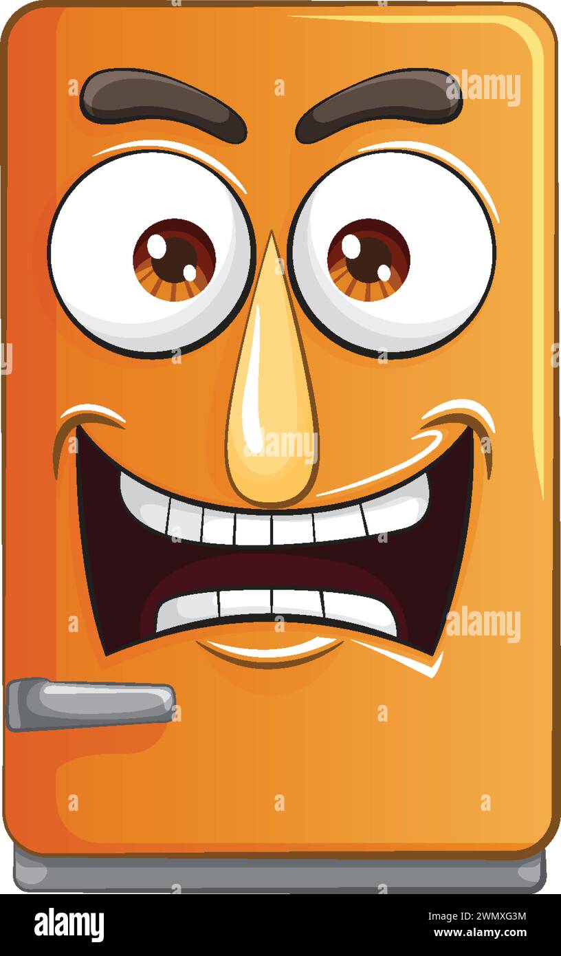 Cartoon fridge with a playful, cheeky expression Stock Vector Image ...