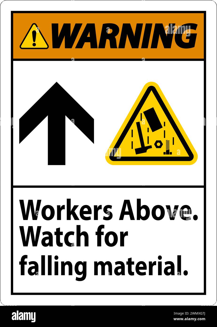 Warning Sign, Workers Above Falling Material Stock Vector Image & Art ...