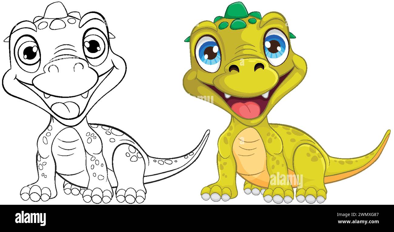 Smiling dinosaurs vector vectors Cut Out Stock Images & Pictures - Alamy