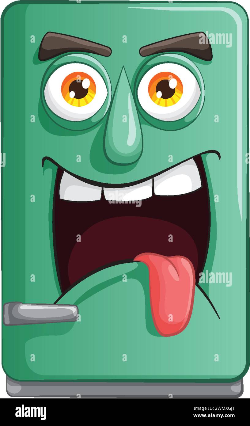 Animated fridge with a playful, cheeky expression Stock Vector Image ...