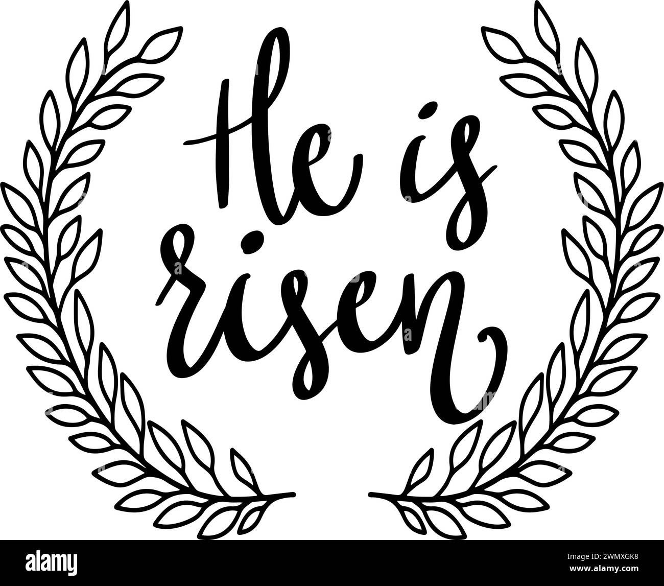 Christ is risen. Lettering phrase with wreath isolated on white ...