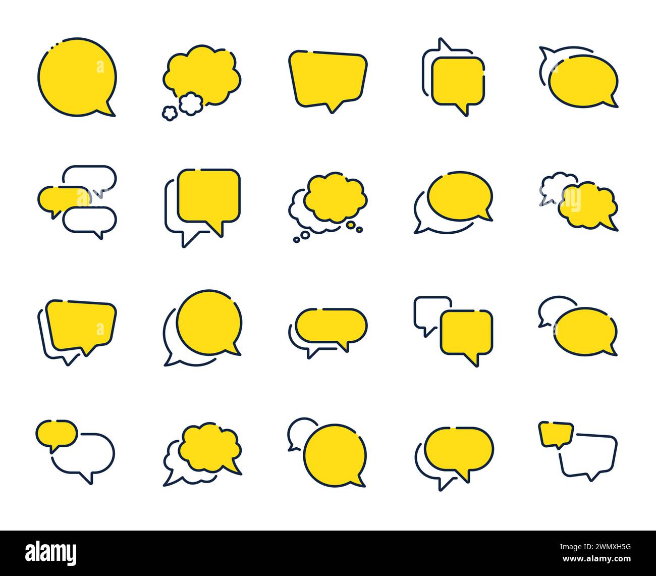Speech bubbles line icons. Social media message, comic bubbles and chat ...