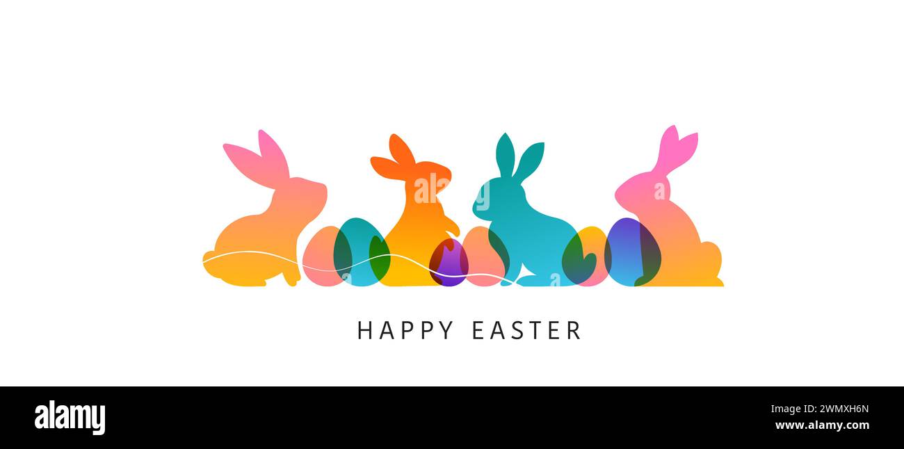 Modern colorful Easter bunnies concept design. Happy Easter background ...