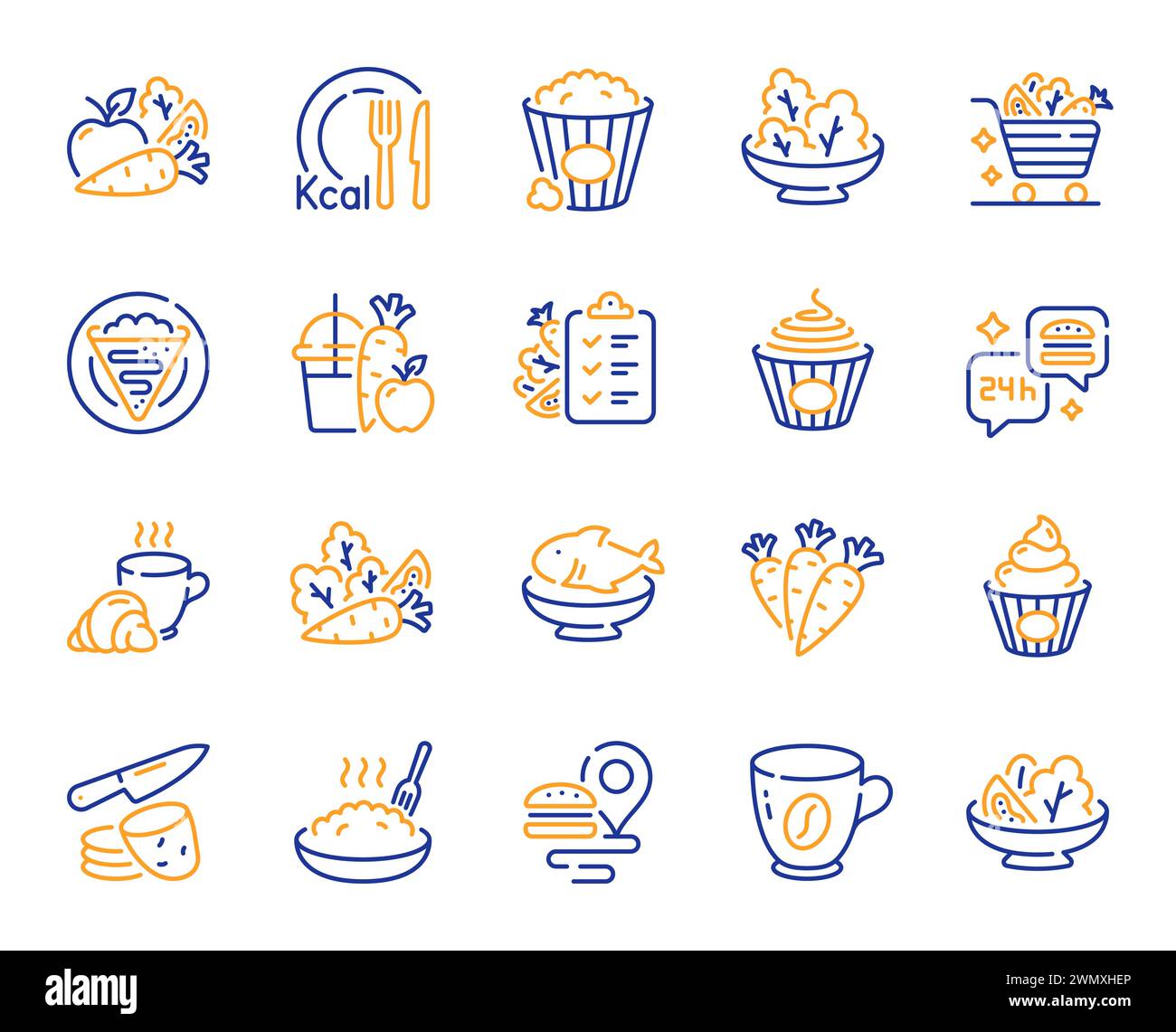 Healthy Food Line Icons Salad With Arugula Cook Meal And Diet Menu Set Vector Stock Vector