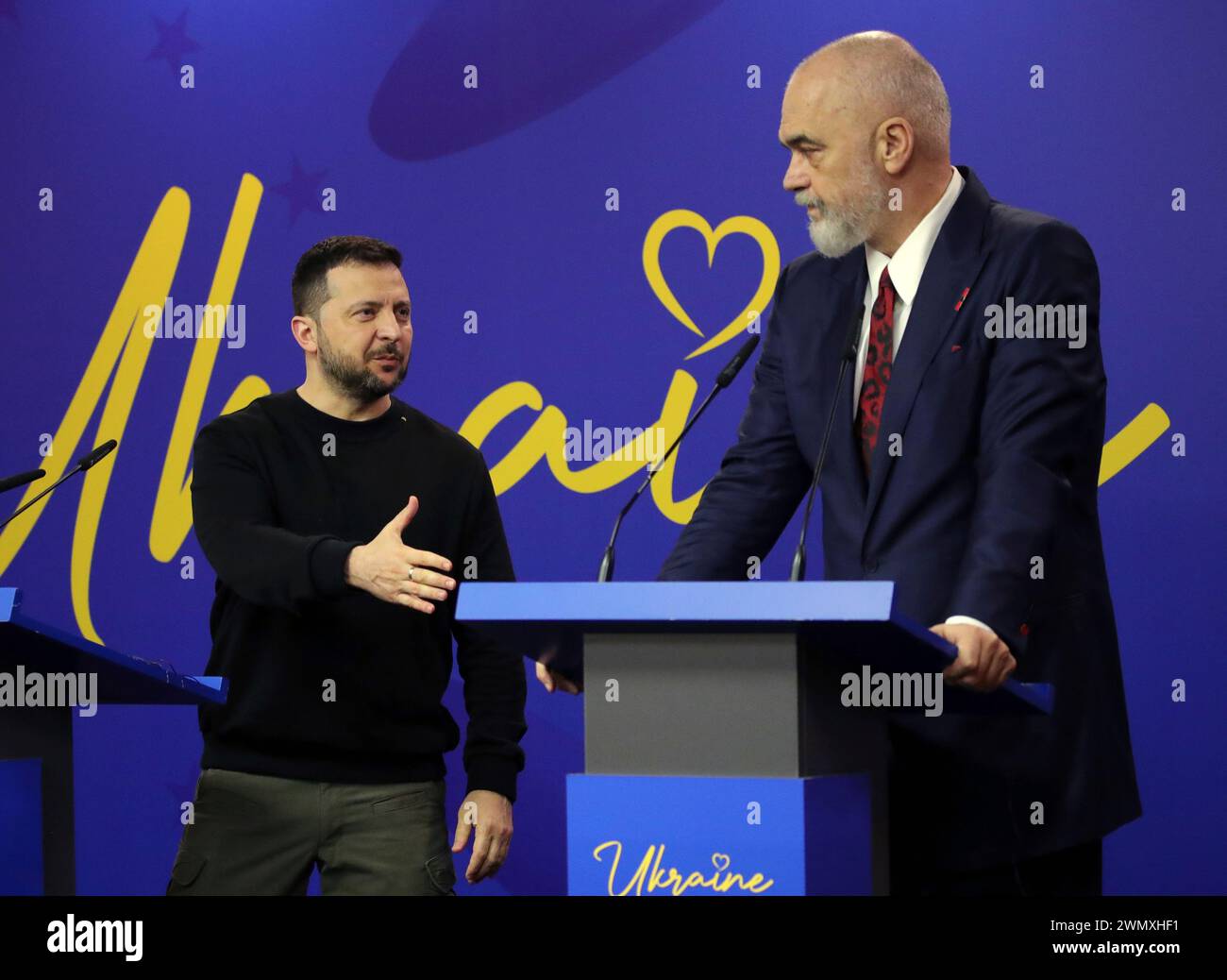 Albanian Prime Minister Edi Rama, right, and Ukrainian President ...