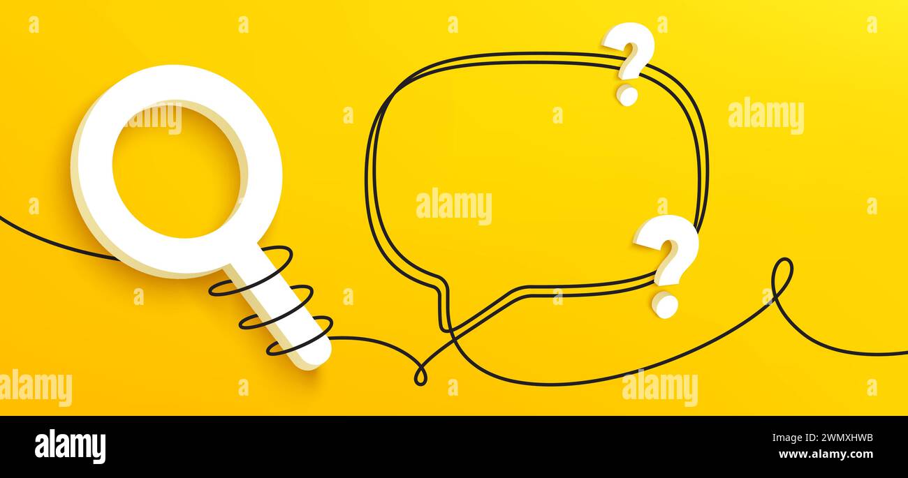 3d search tool with continuous line speech bubble. Single line chat ...