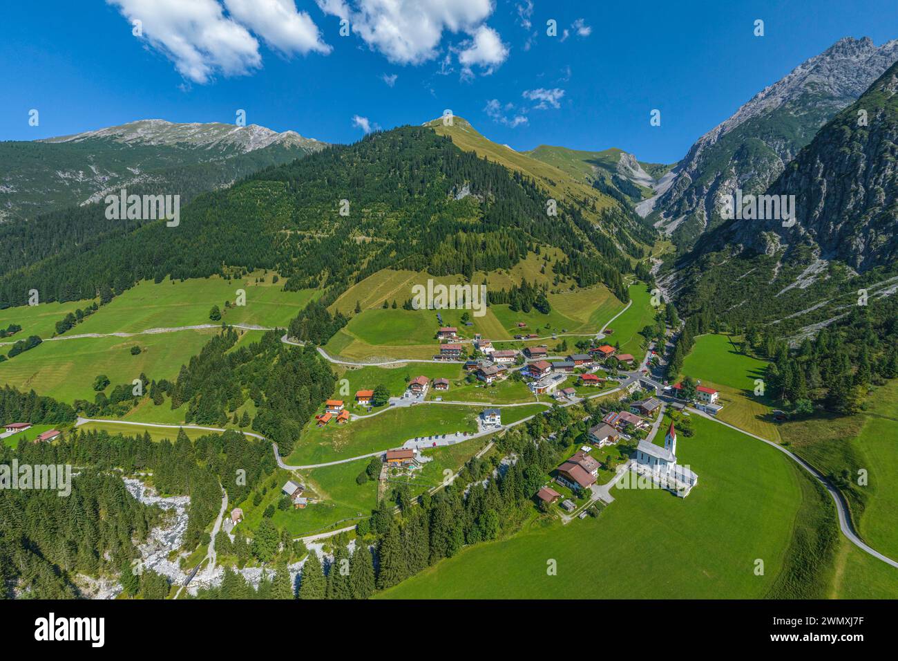View of the time-out village of Gramais in the Otterbachtal valley, a ...