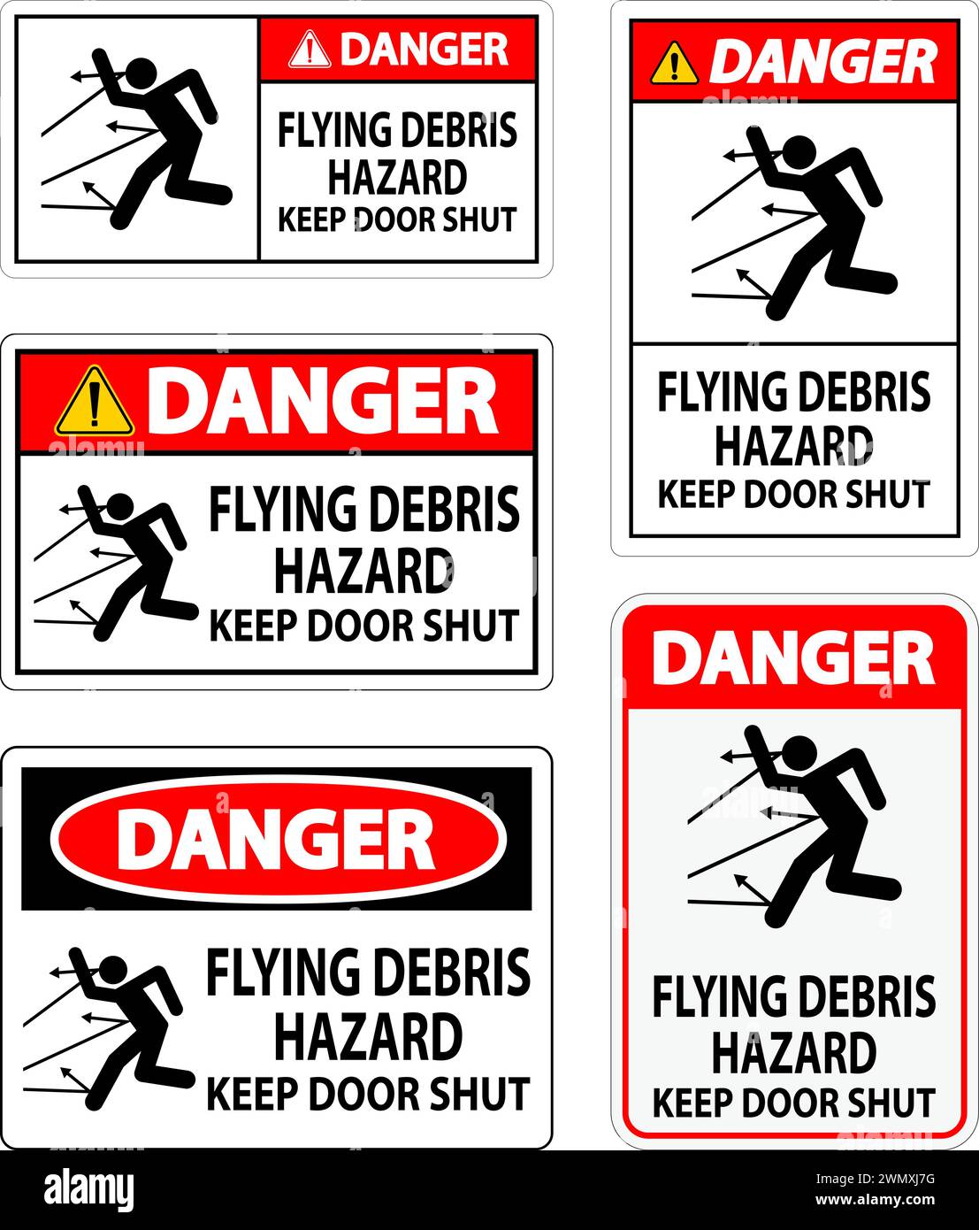 Keep Out Sign, Flying Debris Hazard, Keep Door Shut Stock Vector Image ...