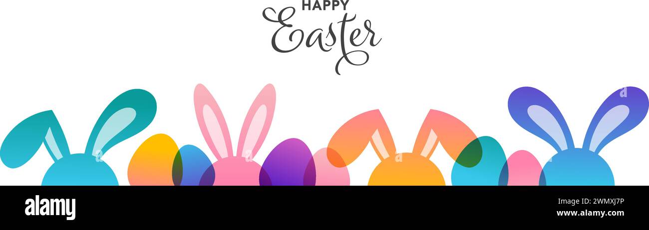 Modern colorful Easter bunnies concept design. Happy Easter background ...