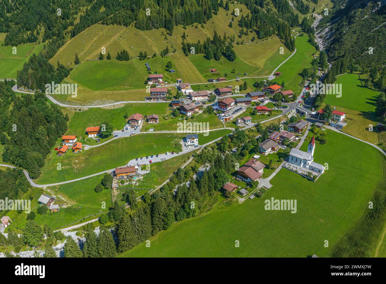 View of the time-out village of Gramais in the Otterbachtal valley, a ...