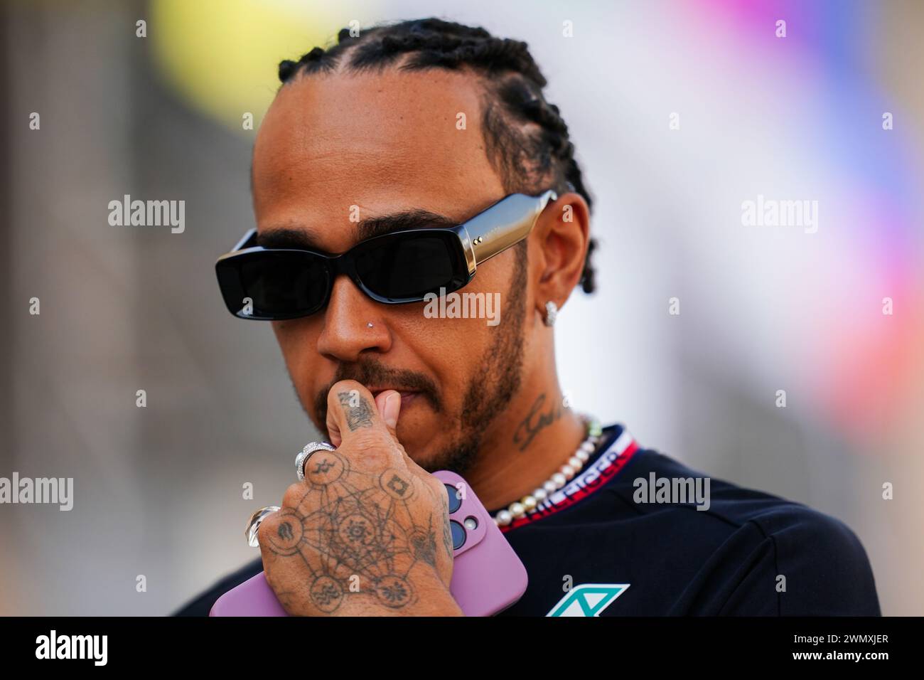 Mercedes driver Lewis Hamilton at the Bahrain International Circuit ...