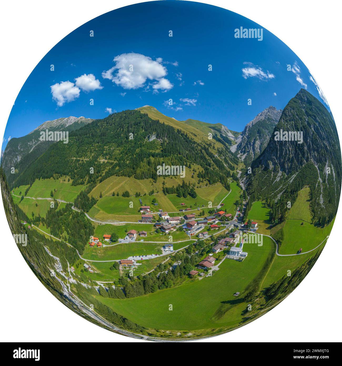 View of the time-out village of Gramais in the Otterbachtal valley, a ...