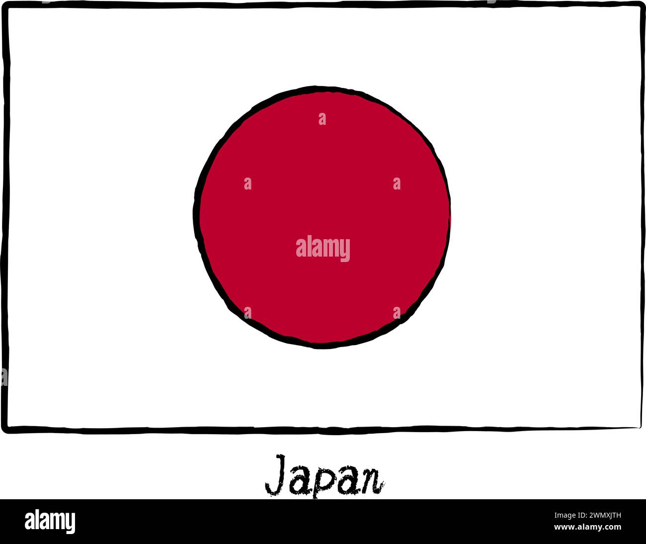 Analog hand-drawn world flag, Japan, Vector Illustration Stock Vector ...