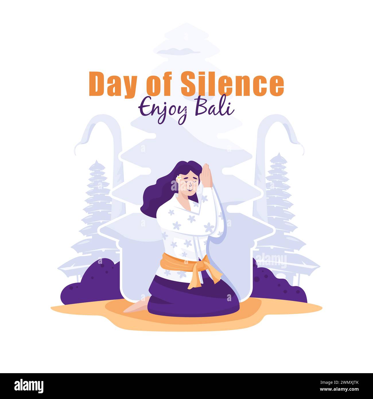 Happy Nyepi enjoy bali illustration greeting post Stock Vector Image ...