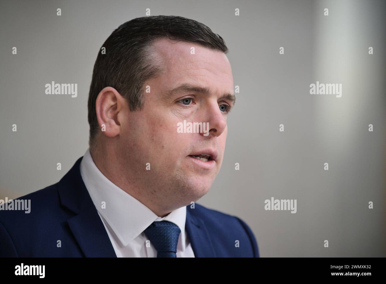 Edinburgh Scotland, UK 28 February 2024. Douglas Ross MSP at the ...