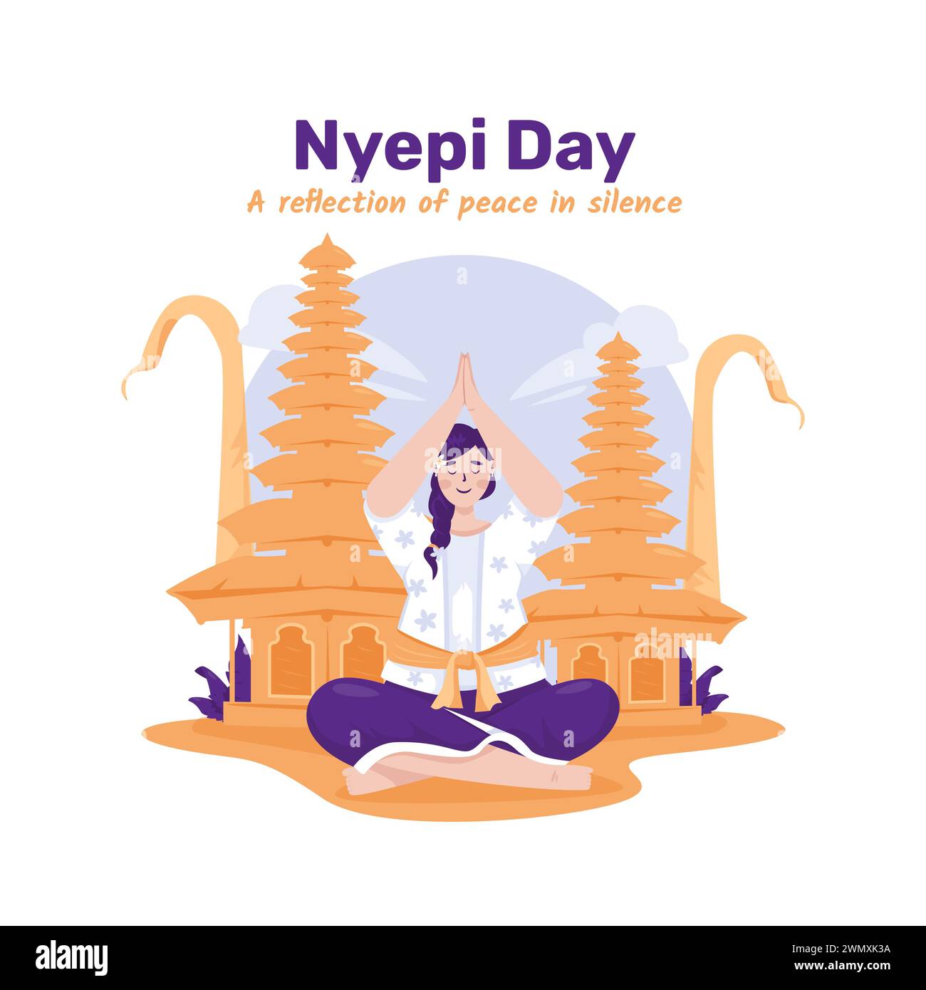 Happy Nyepi day of Saka New Year illustration design Stock Vector Image ...