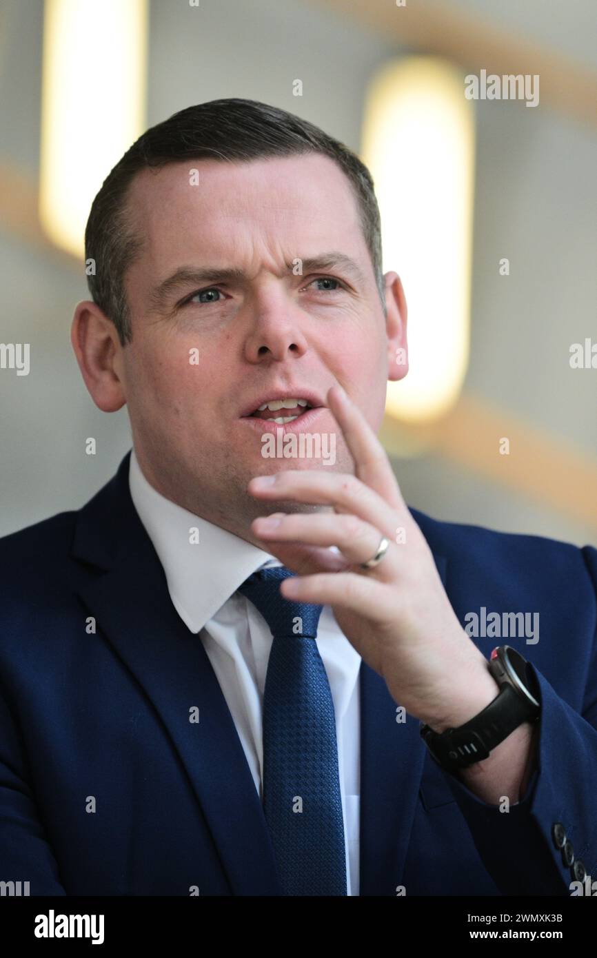 Edinburgh Scotland, UK 28 February 2024. Douglas Ross MSP at the ...