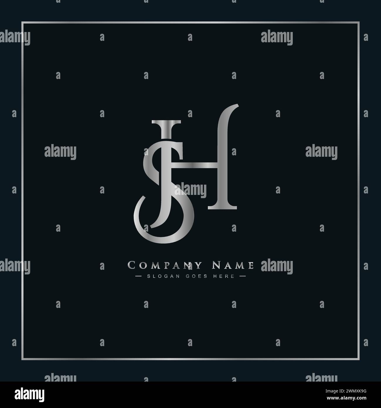 Creative Logo for Initials SH in Monogram Style - Vector Template for ...