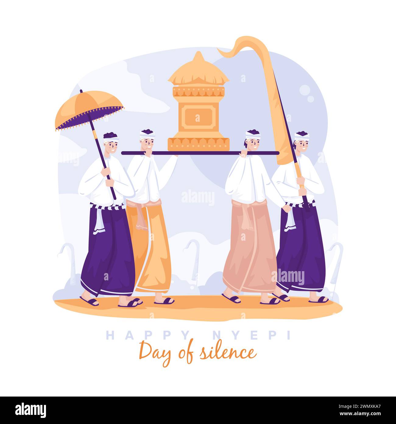 Balinese Nyepi day religious traditions illustration design Stock ...