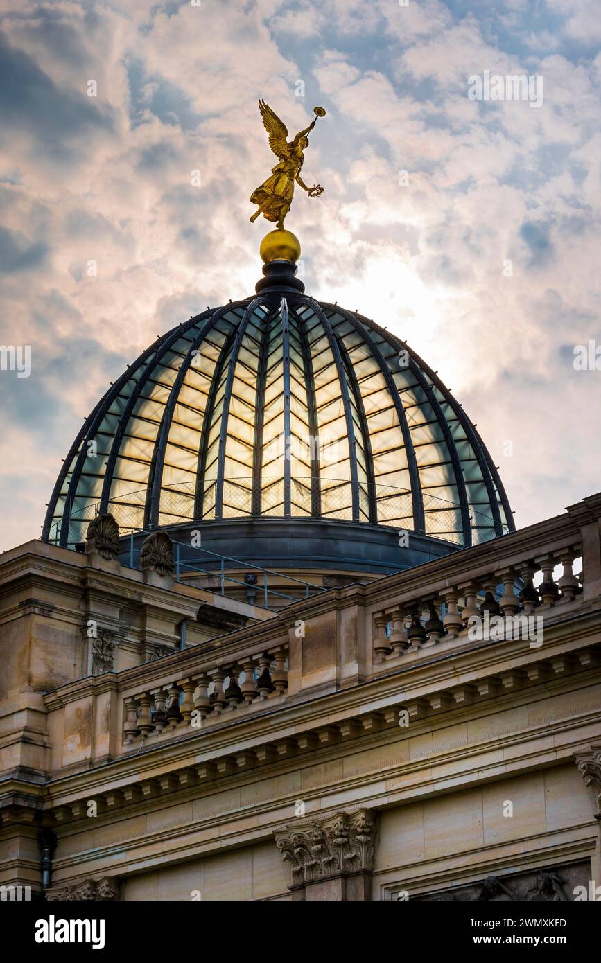 Art academy with golden sculpture, architecture, attraction, famous ...