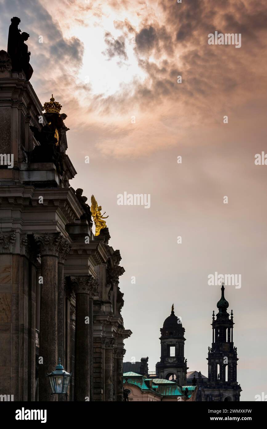 Art academy with golden sculpture, architecture, attraction, famous ...