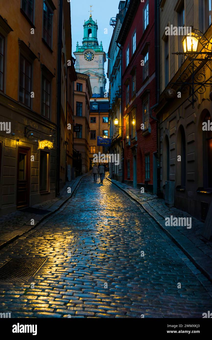 Houses in an alley of Gamla Stan, old town, centre, attraction, famous ...
