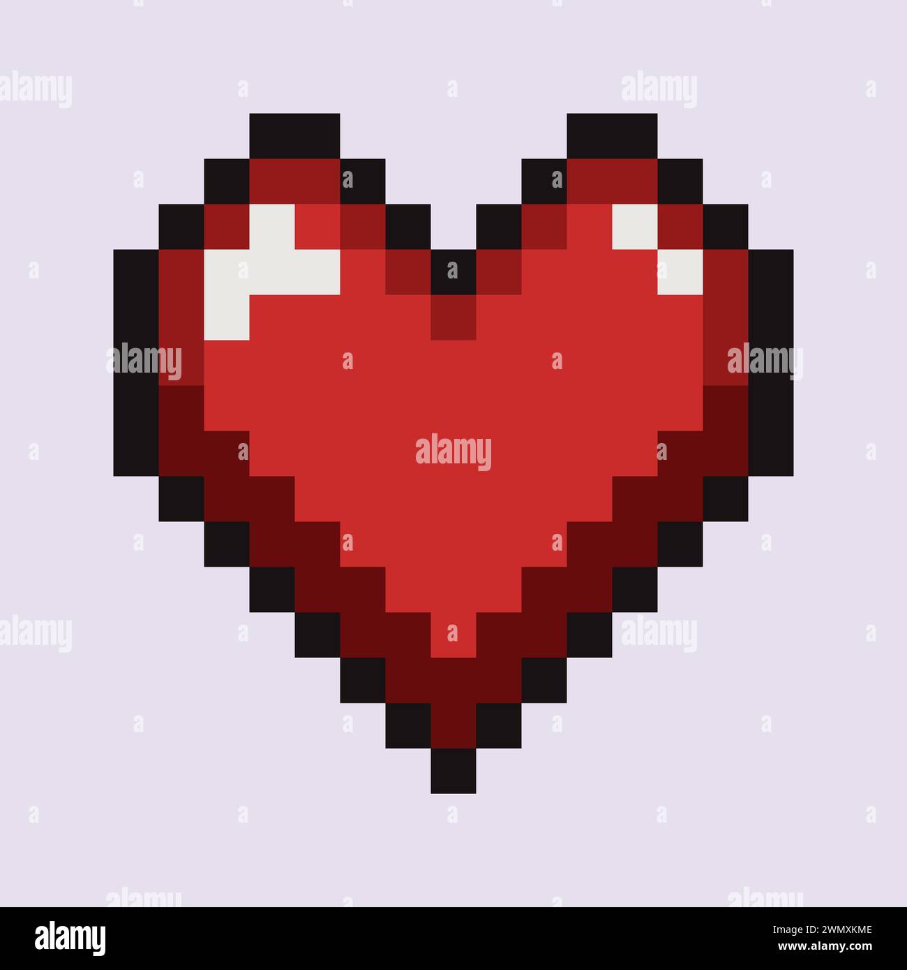 Pixel art red heart isolated on white background. Vector 8-bit hearts ...