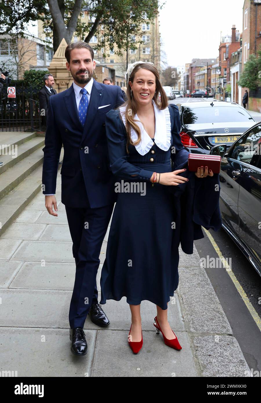 Prince Philippos and Princess Nina of Greece arrive at the St. Sophias ...