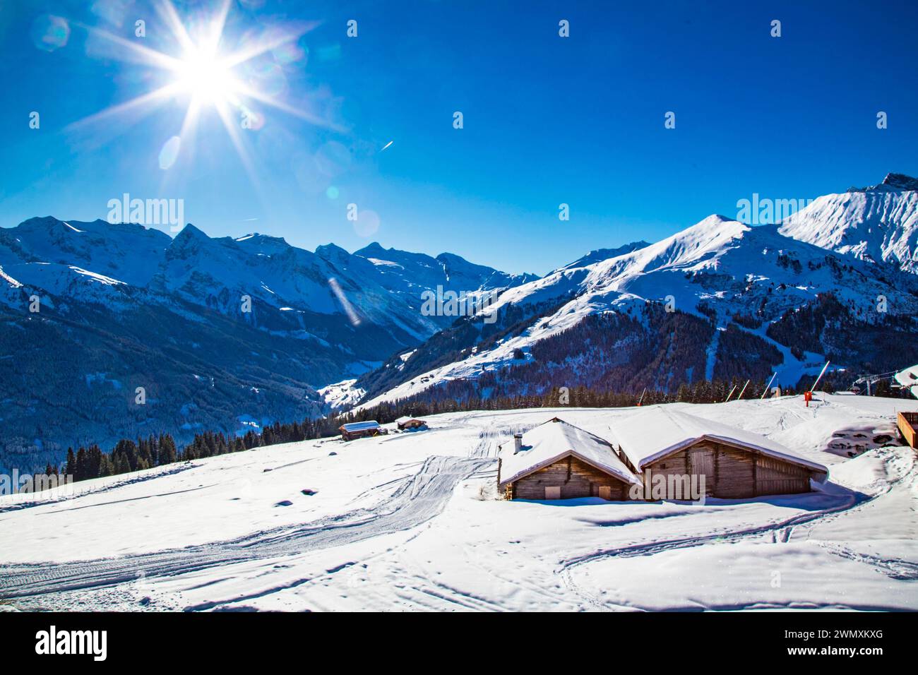 Mountain hut at the Laemmerbichlbahn, Penken ski area, Mayrhofen ...