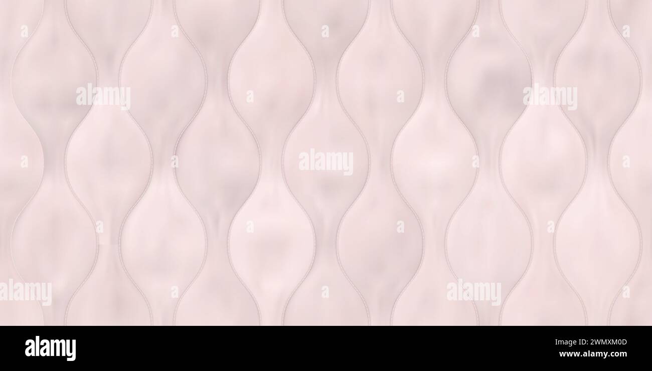 Soft surface of quilted mattress with wavy seamless pattern. Top view ...