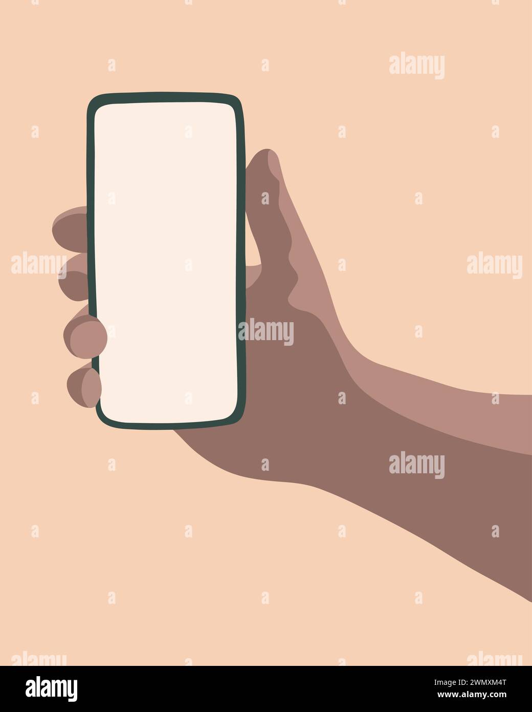 Vector isolated illustration of mobile phone in hand Stock Vector Image ...