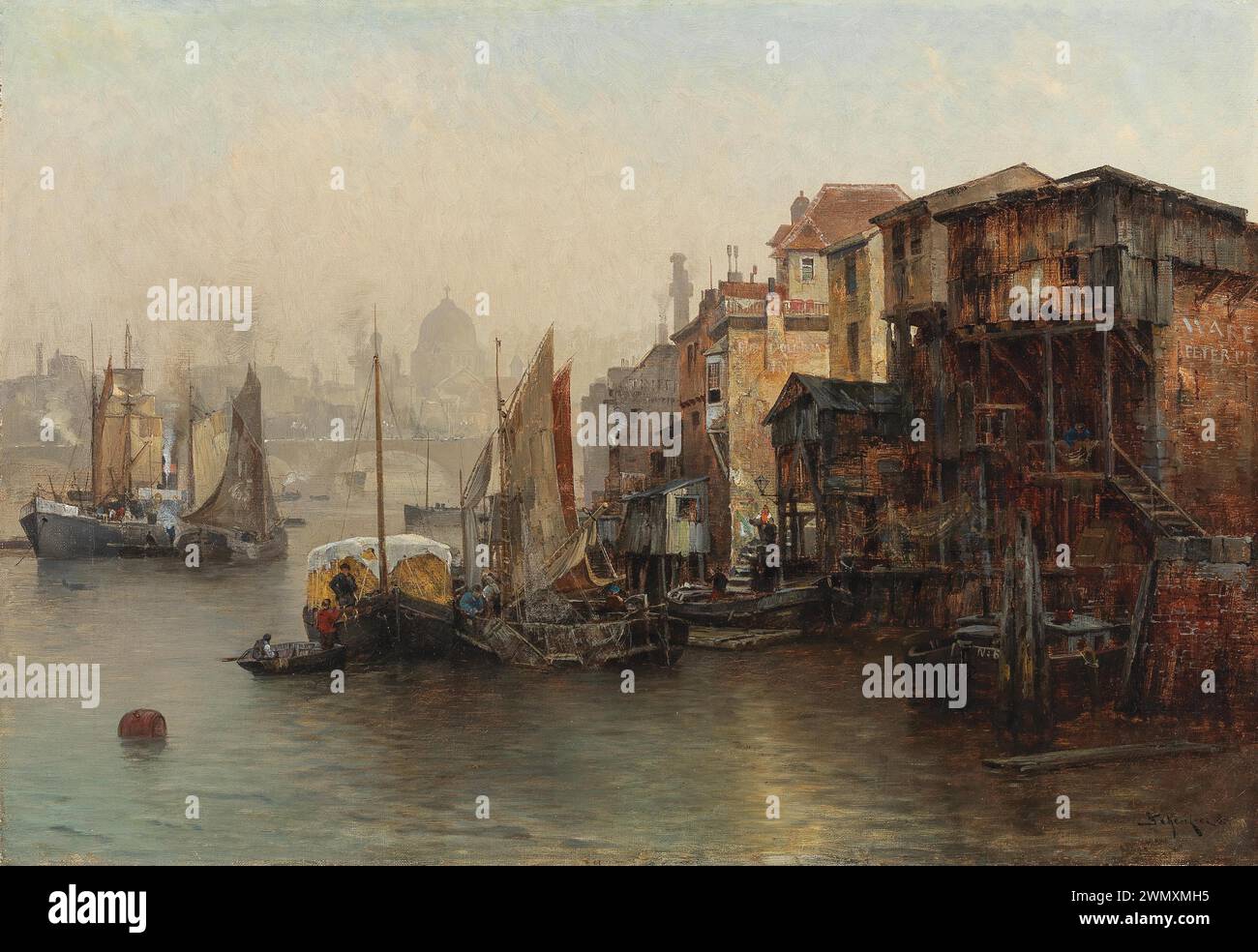 Jacques Matthias Schenker - View of the Thames [1885] Jacques Matthias ...