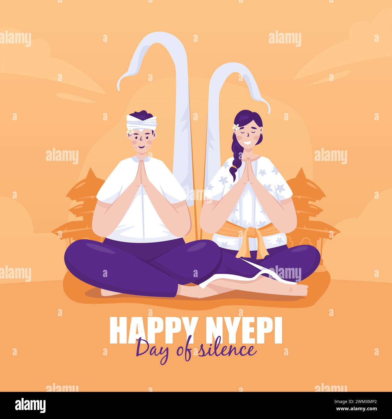 Happy Nyepi silent day illustration for greeting post design Stock ...