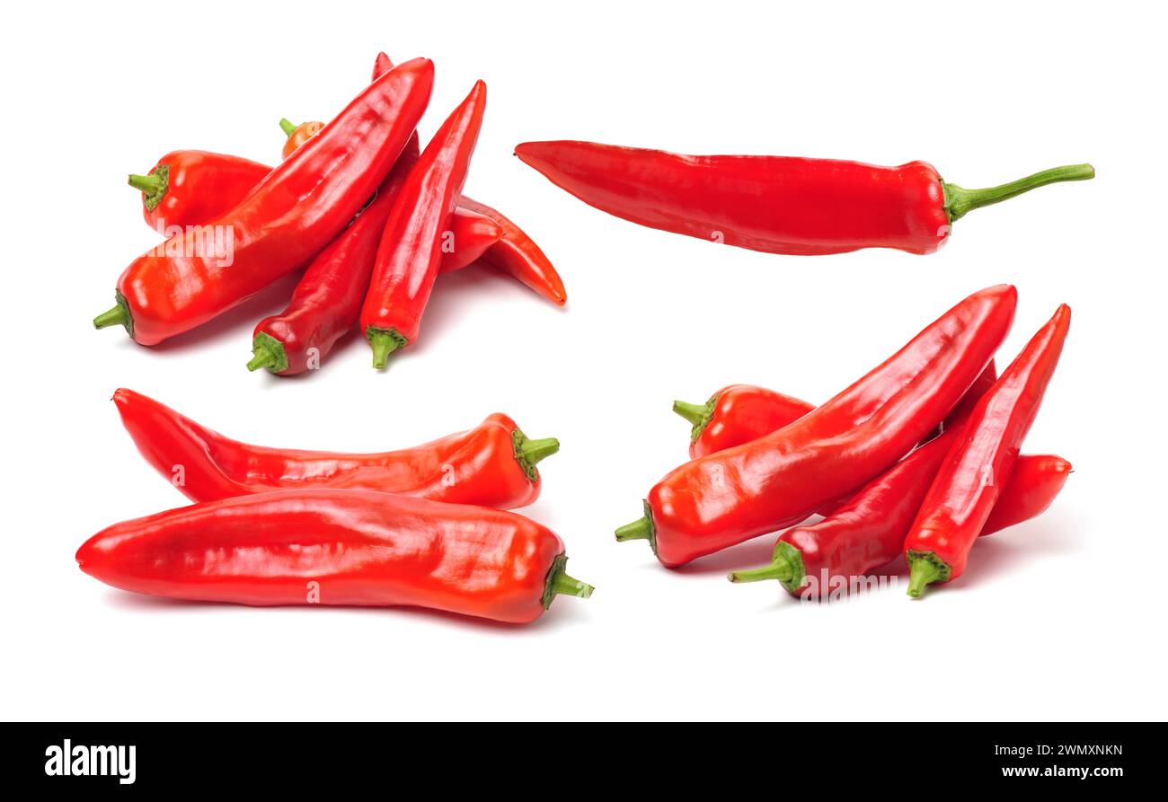 Fresh red pepper on white background Stock Photo - Alamy