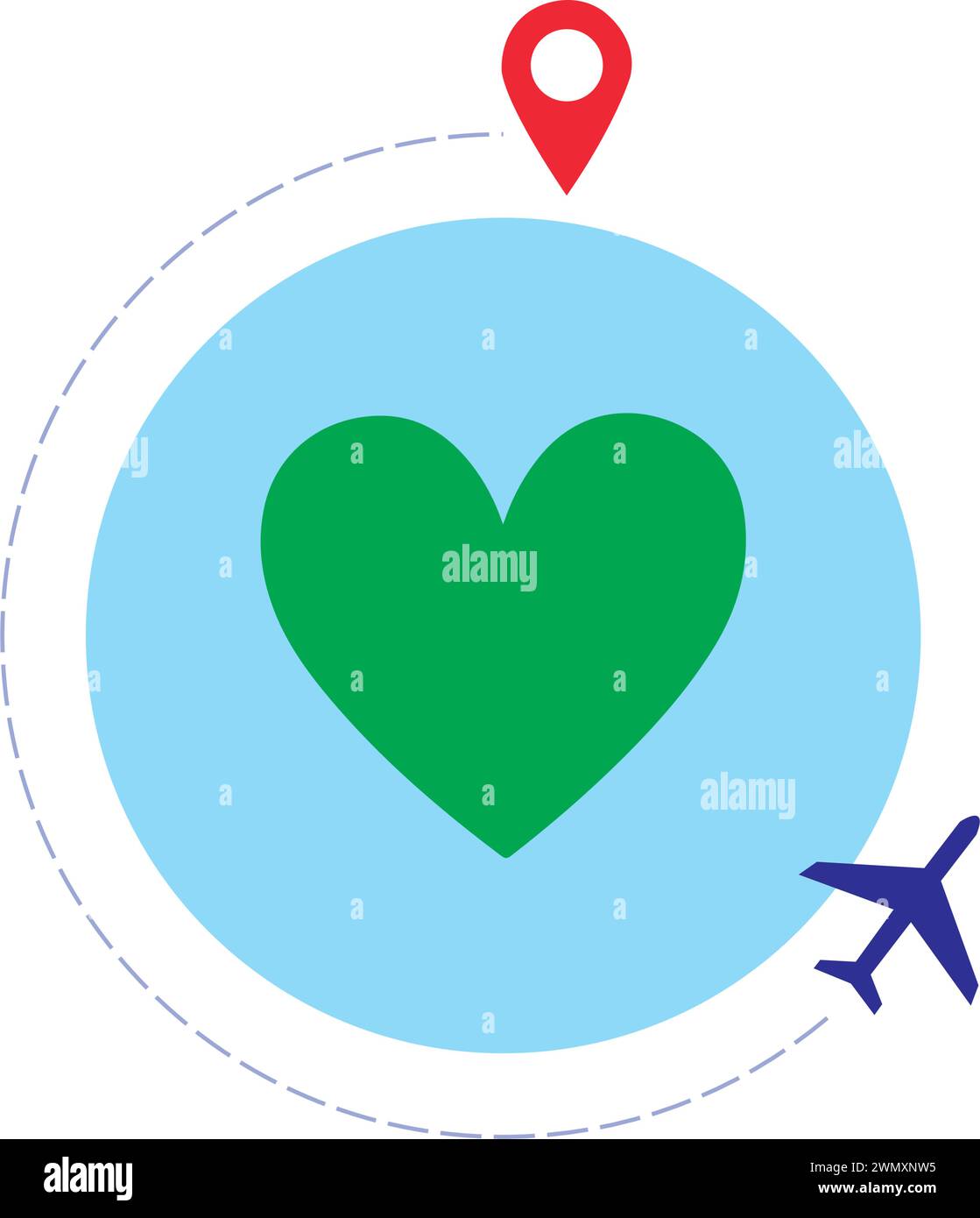 A Plane Going Around A Circle In The Shape Of The World With A Green