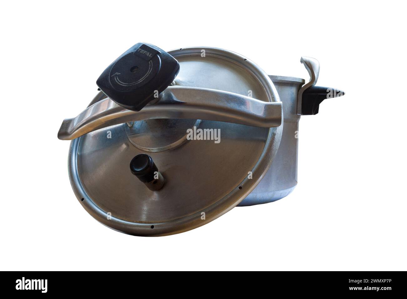 vintage Tefal pressure cooker cut out isolated on white background - a ...